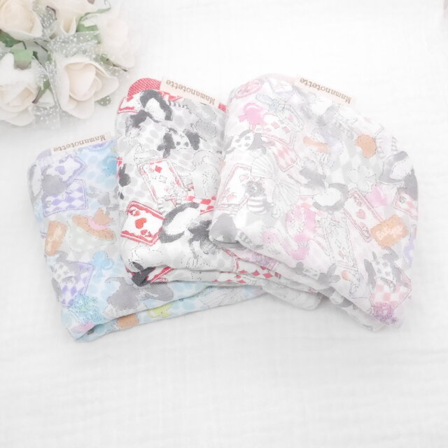 アリス3枚セット｜8重ガーゼハンカチ｜20×20cm｜Gauze Fabric | iichi ハンドメイド・クラフト作品・手仕事品の通販