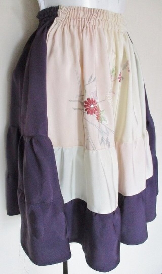 7215 正絹の訪問着で作った膝丈スカート ＃送料無料 | iichi ハンドメイド・クラフト作品・手仕事品の通販