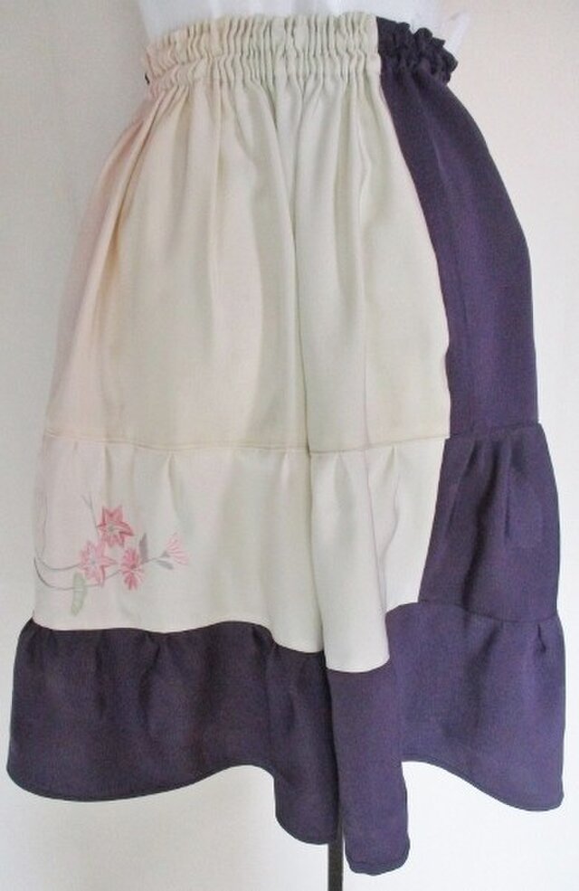 7215 正絹の訪問着で作った膝丈スカート ＃送料無料 | iichi ハンドメイド・クラフト作品・手仕事品の通販