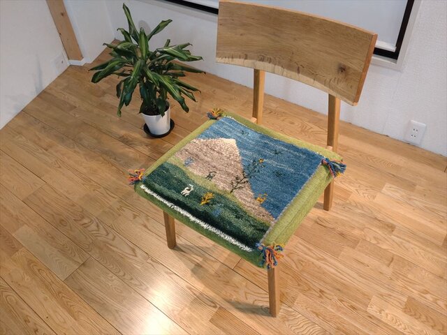 新規入荷】ペルシャ ギャッベ ミニマット 38.5×38.5cm 青 山 風景 | iichi ハンドメイド・クラフト作品・手仕事品の通販