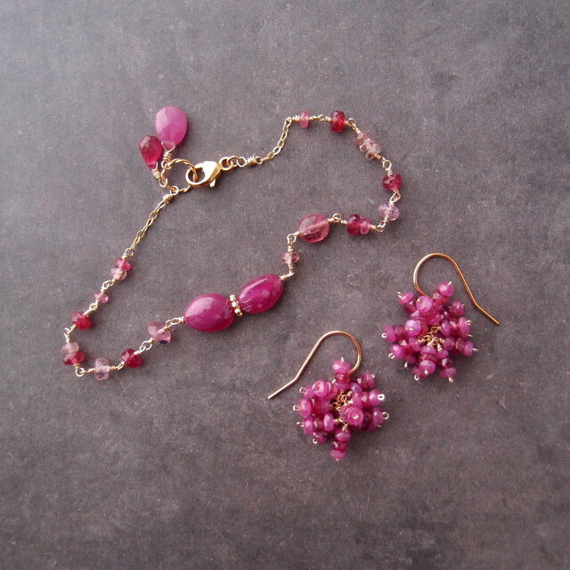 【K14gf】Ruby Earrings／ルビー プチピアス | iichi ハンドメイド・クラフト作品・手仕事品の通販