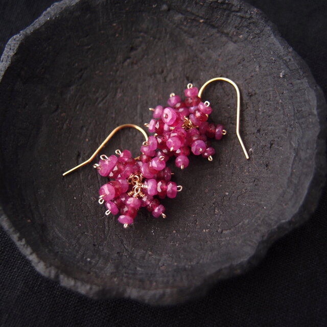 【K14gf】Ruby Earrings／ルビー プチピアス | iichi ハンドメイド・クラフト作品・手仕事品の通販