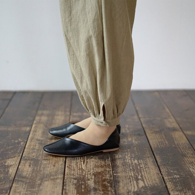 綿麻ギャザーパンツ 股下65cm[ソイルベージュ] | iichi ハンドメイド・クラフト作品・手仕事品の通販