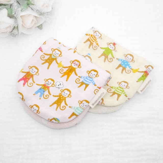 おさるさん2枚セット｜8重ガーゼハンカチ｜10×20cm｜Gauze Fabric | iichi ハンドメイド・クラフト作品・手仕事品の通販