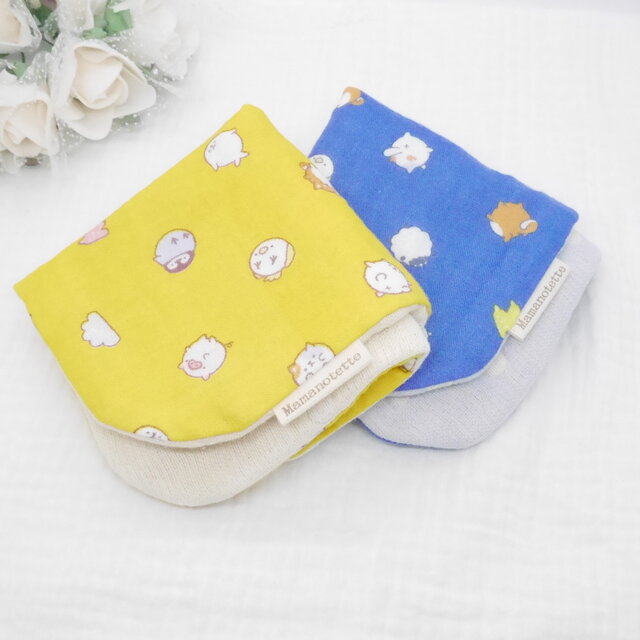 アニマルドット2枚セット｜8重ガーゼハンカチ｜20×20cm｜Gauze Fabric | iichi ハンドメイド・クラフト作品・手仕事品の通販