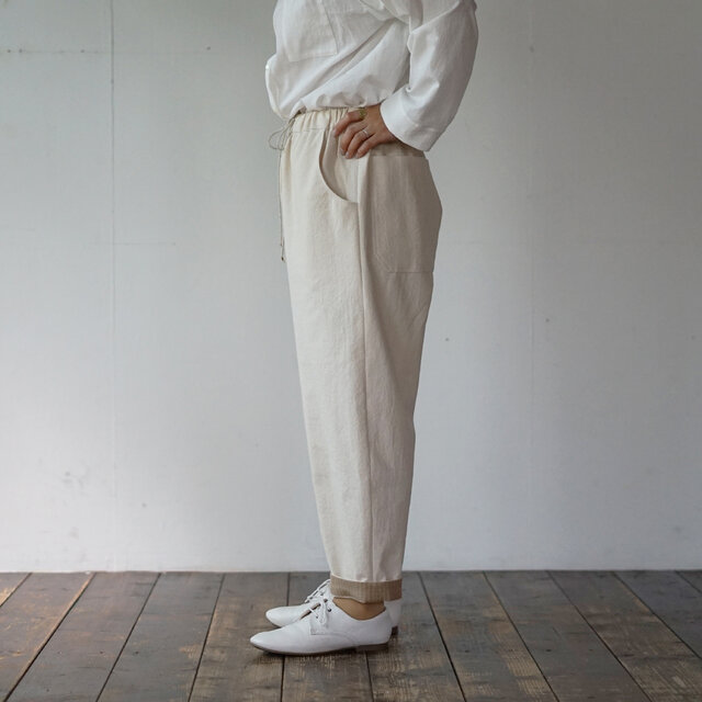 オーガニックコットンパンツ 股下55cm[アイボリー] | iichi ハンドメイド・クラフト作品・手仕事品の通販