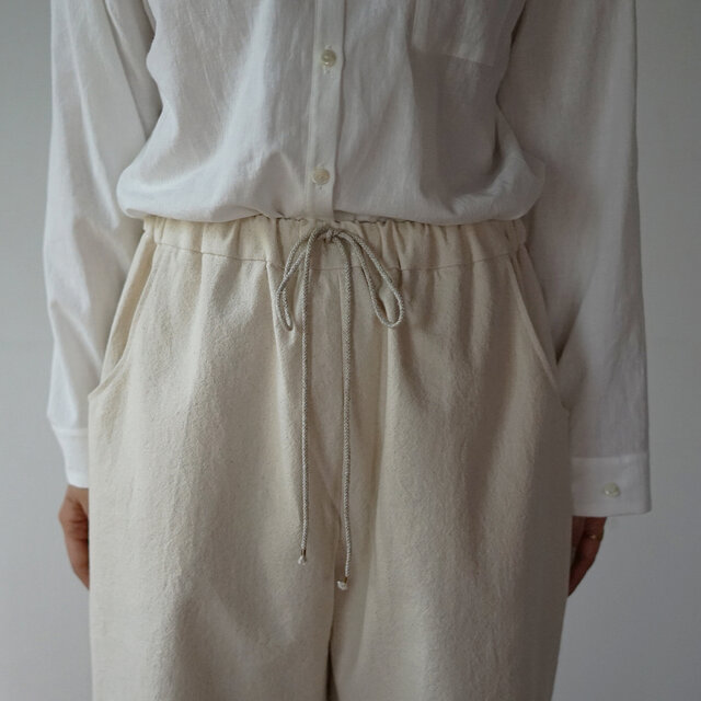 オーガニックコットンパンツ 股下55cm[アイボリー] | iichi ハンドメイド・クラフト作品・手仕事品の通販