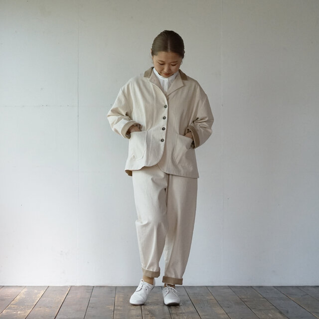 オーガニックコットンパンツ 股下55cm[アイボリー] | iichi ハンドメイド・クラフト作品・手仕事品の通販