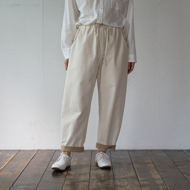 オーガニックコットンパンツ 股下65cm[アイボリー] | iichi ハンドメイド・クラフト作品・手仕事品の通販
