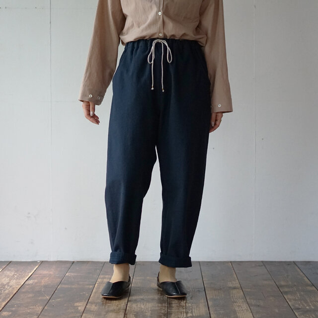 オーガニックコットンパンツ 股下55cm[ネイビー] | iichi ハンドメイド・クラフト作品・手仕事品の通販