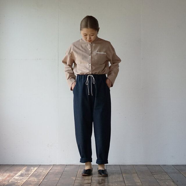 オーガニックコットンパンツ 股下55cm[ネイビー] | iichi ハンドメイド・クラフト作品・手仕事品の通販