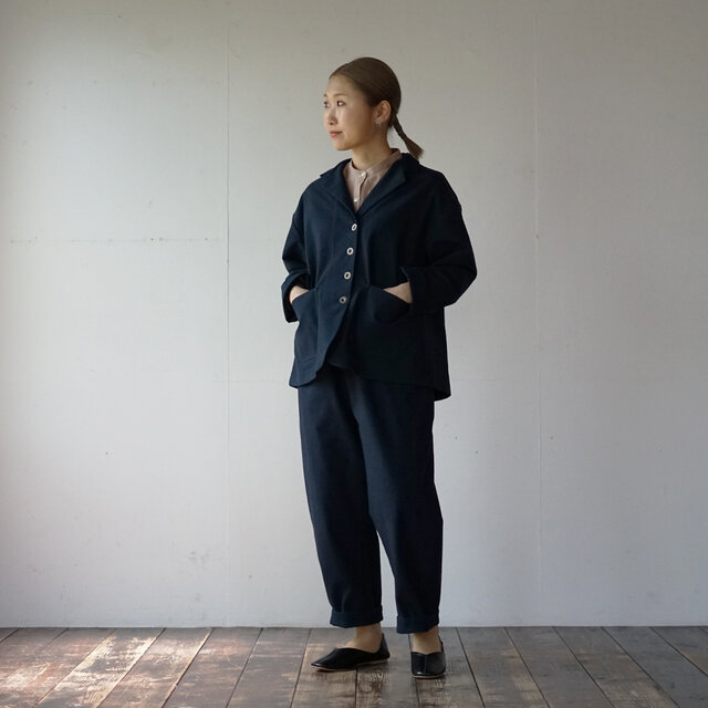 オーガニックコットンパンツ 股下55cm[ネイビー] | iichi ハンドメイド・クラフト作品・手仕事品の通販