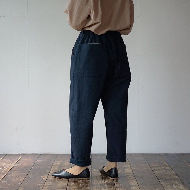 オーガニックコットンパンツ 股下65cm[ネイビー] | iichi ハンドメイド・クラフト作品・手仕事品の通販