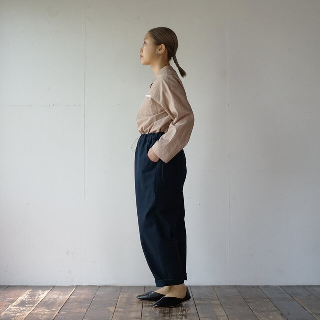 オーガニックコットンパンツ 股下65cm[ネイビー] | iichi ハンドメイド・クラフト作品・手仕事品の通販