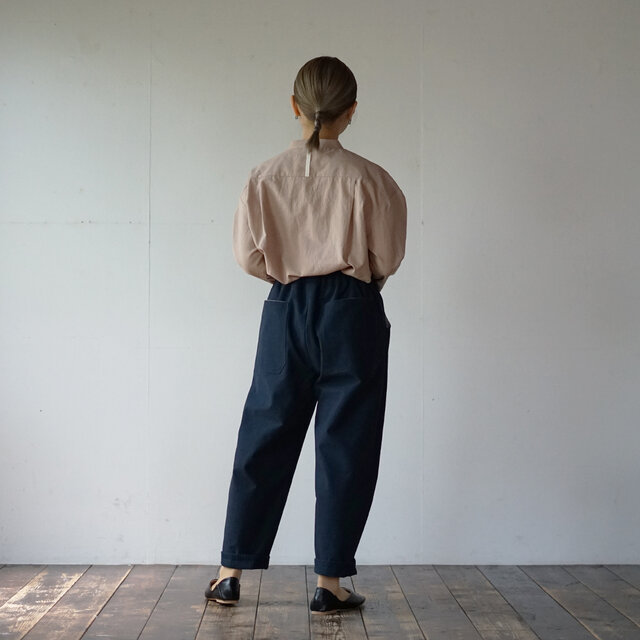 オーガニックコットンパンツ 股下65cm[ネイビー] | iichi ハンドメイド・クラフト作品・手仕事品の通販