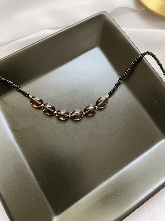 スモーキークォーツブラックビーズネックレス 46～51.5cm | iichi ハンドメイド・クラフト作品・手仕事品の通販