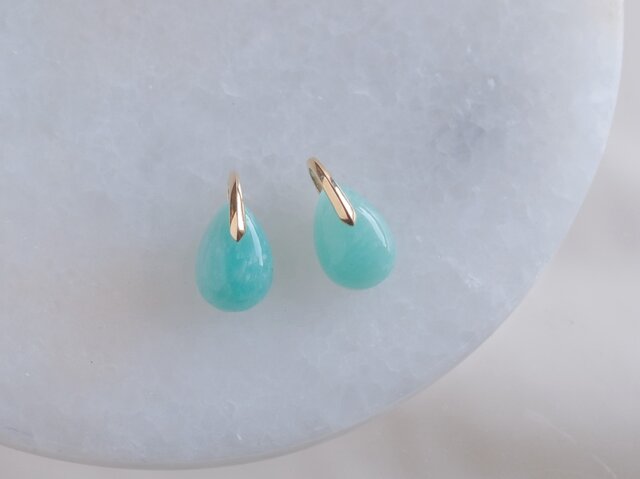 Amazonite pear shape charm K10YG アマゾナイト 天然石ネックレスチャーム ブルー | iichi 日々の暮らしを心地よくするハンドメイドやアンティークの ...