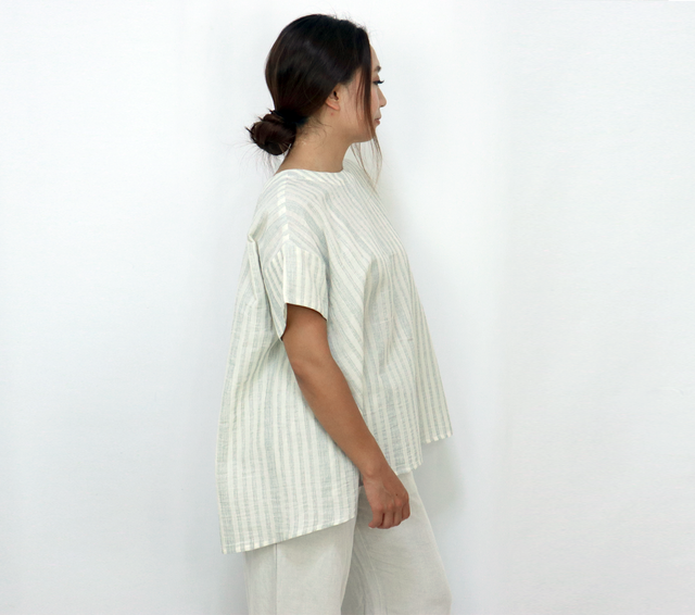 SALE20％OFF 楽々涼々の着心地、大人可愛いリボントップス、ナチュラル | iichi 日々の暮らしを心地よくするハンドメイドやアンティークのマーケットプレイス