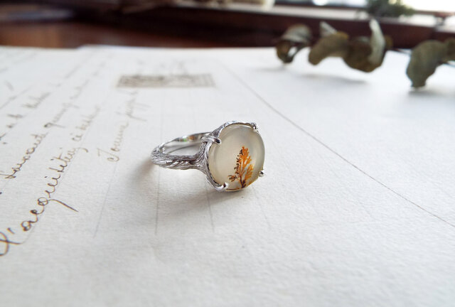 【一点物】デンドリティックアゲート（磯花）のリング | iichi 日々の暮らしを心地よくするハンドメイドやアンティークのマーケットプレイス