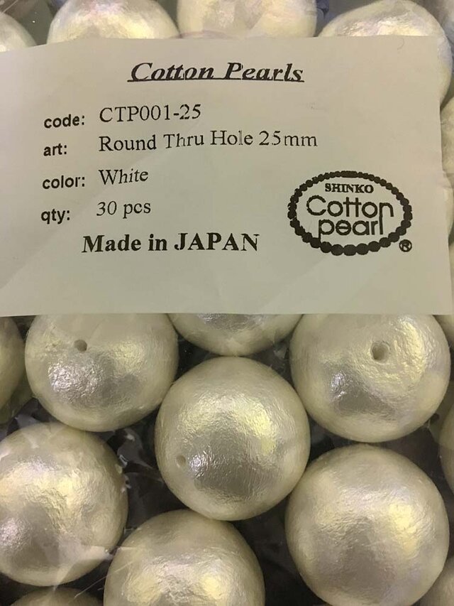 卸売り 特価 コットンパール 25ミリ 両穴 正規品 日本製 パーツ 穴あり 25mm 30個 ホワイト 新品未開封 送料無料 | iichi ハンドメイド・クラフト作品・手仕事品の通販