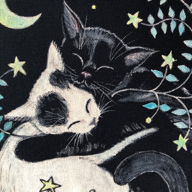 「大好き」SMサイズ アート作品 アクリル画 猫 原画 徳島洋子作品 ★ 星月猫 | iichi ハンドメイド・クラフト作品・手仕事品の通販