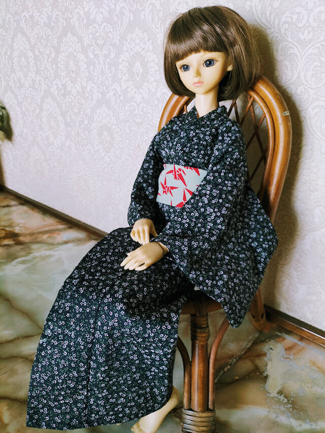 SD13サイズ用 紺色の浴衣と帯 | iichi ハンドメイド・クラフト作品・手仕事品の通販