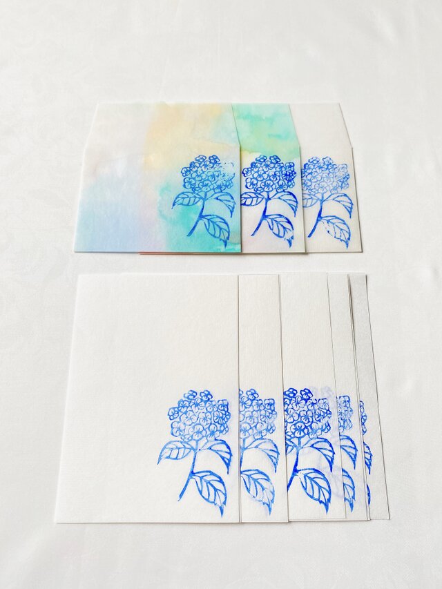 【土佐和紙】ほんのり透ける紫陽花のミニレターセット B/512 | iichi ハンドメイド・クラフト作品・手仕事品の通販