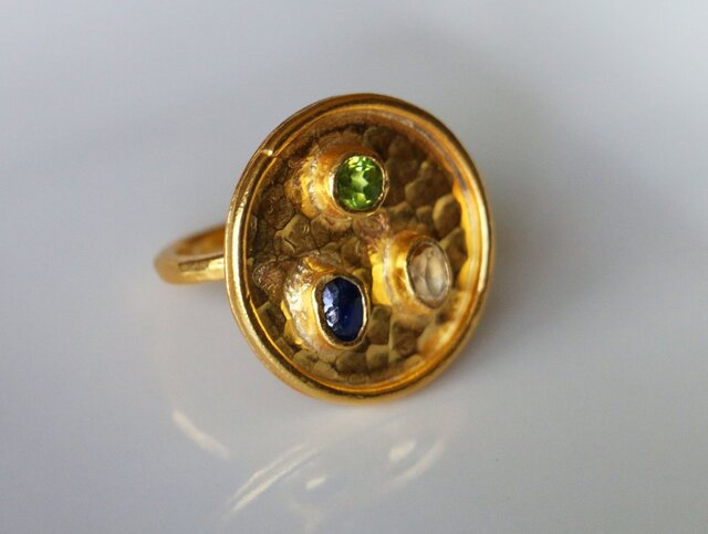 古代スタイル＊天然石 指輪＊14号 GP | iichi ハンドメイド・クラフト作品・手仕事品の通販