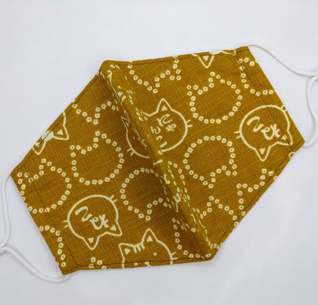 う309 和風にゃんこ柄☆立体マスク | iichi ハンドメイド・クラフト作品・手仕事品の通販