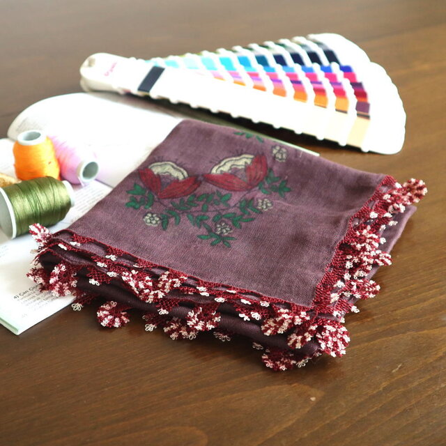 【OUTLET・Made in Cappadocia】伝統のイーネオヤのスカーフ ボルドー | iichi ハンドメイド・クラフト作品・手仕事品の通販