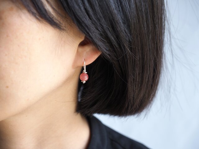 インカローズ 一粒ピアス silver950 | iichi ハンドメイド・クラフト作品・手仕事品の通販