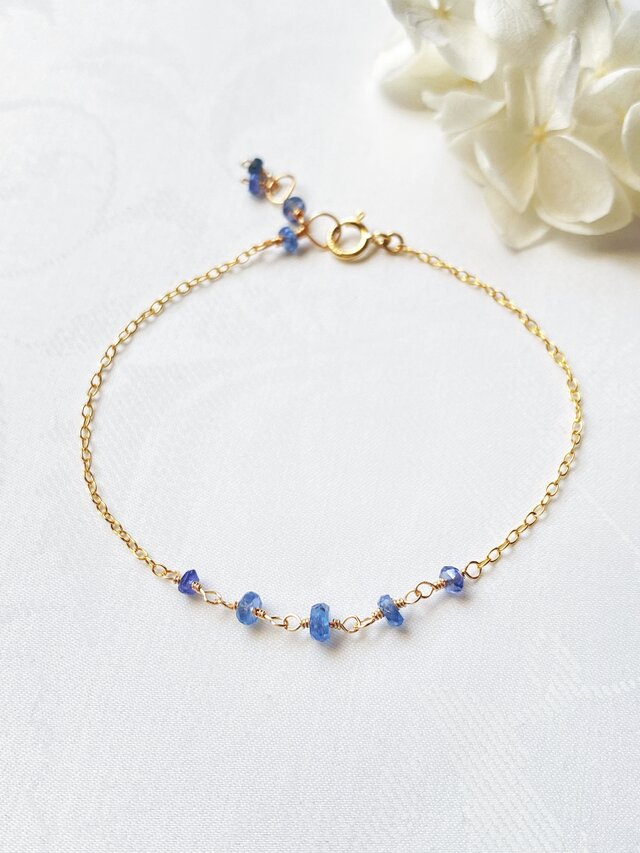 【静謐】14kgf 美しいセイロンブルーサファイアのブレスレット ac/721 | iichi ハンドメイド・クラフト作品・手仕事品の通販