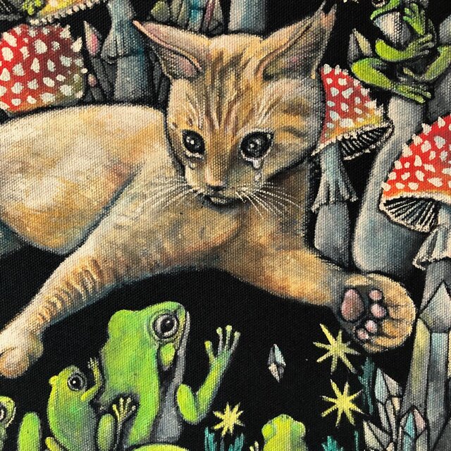 「取引しよう」F4サイズ アート作品 原画 猫 カエル キノコ 徳島洋子作品 ★ 星月猫 | iichi ハンドメイド・クラフト作品・手仕事品の通販