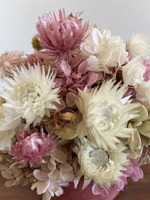 Daisy / デイジー（アンティークピンク） ポットアレンジⓁ swan | iichi ハンドメイド・クラフト作品・手仕事品の通販