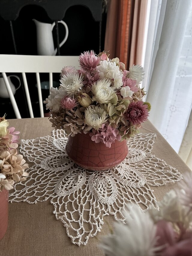 Daisy / デイジー（アンティークピンク） ポットアレンジⓁ swan | iichi ハンドメイド・クラフト作品・手仕事品の通販