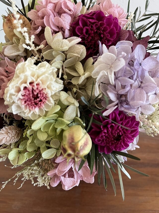 Dahlia / ダリア（ピンク） ポットアレンジⓁ swan | iichi ハンドメイド・クラフト作品・手仕事品の通販