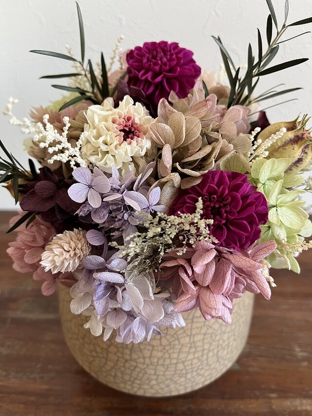 Dahlia / ダリア（ピンク） ポットアレンジⓁ | iichi ハンドメイド・クラフト作品・手仕事品の通販