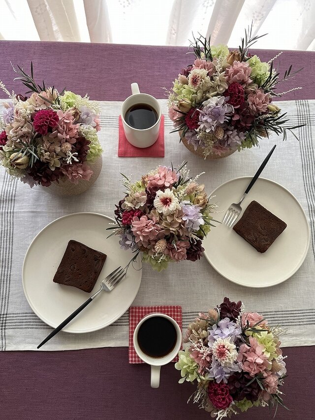 Dahlia / ダリア（ピンク） ポットアレンジⓁ | iichi ハンドメイド・クラフト作品・手仕事品の通販