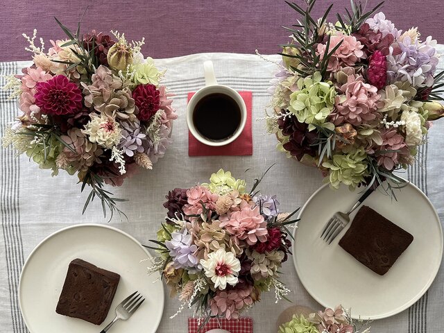 Dahlia / ダリア（ピンク） ポットアレンジⓁ | iichi ハンドメイド・クラフト作品・手仕事品の通販