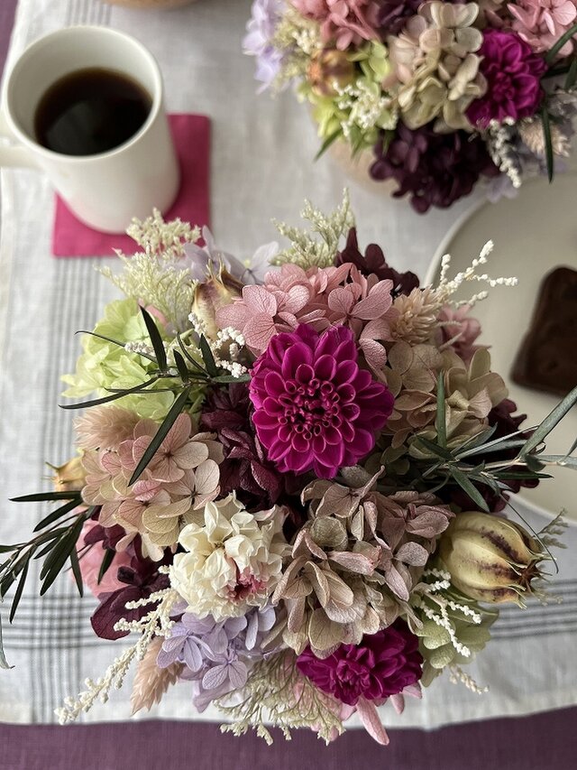 Dahlia / ダリア（ピンク） ポットアレンジⓁ | iichi ハンドメイド・クラフト作品・手仕事品の通販