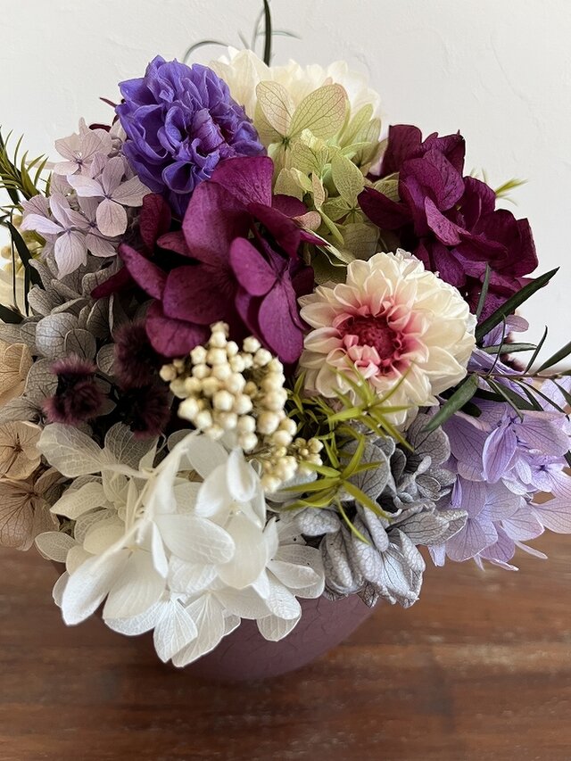 Dahlia / ダリア（パープル） ポットアレンジⓂ | iichi ハンドメイド・クラフト作品・手仕事品の通販