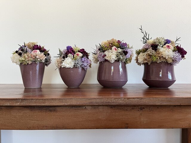 Dahlia / ダリア（パープル） ポットアレンジⓂ | iichi ハンドメイド・クラフト作品・手仕事品の通販