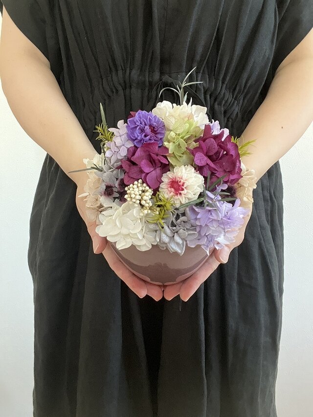 Dahlia / ダリア（パープル） ポットアレンジⓂ | iichi ハンドメイド・クラフト作品・手仕事品の通販