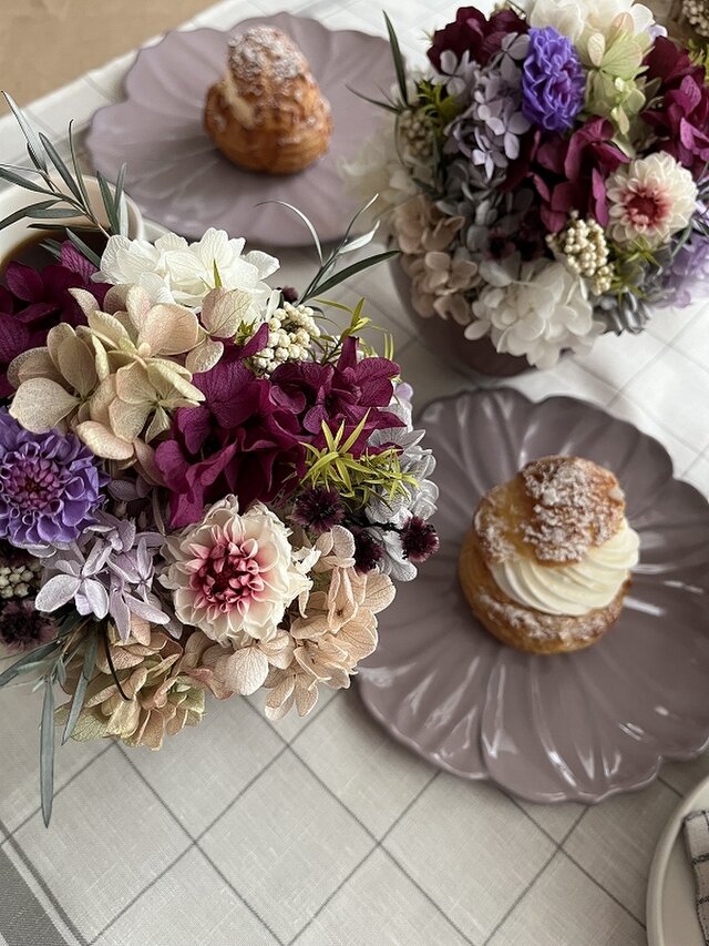 Dahlia / ダリア（パープル） ポットアレンジⓂ | iichi ハンドメイド・クラフト作品・手仕事品の通販