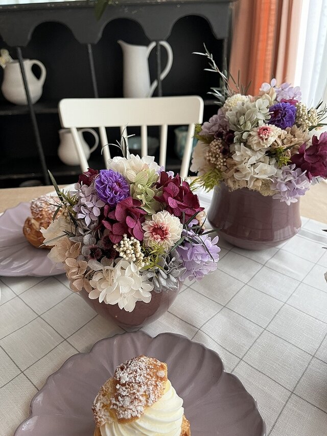 Dahlia / ダリア（パープル） ポットアレンジⓂ | iichi ハンドメイド・クラフト作品・手仕事品の通販