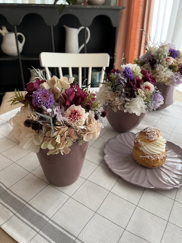 Dahlia / ダリア（パープル） ポットアレンジⓈ | iichi ハンドメイド・クラフト作品・手仕事品の通販