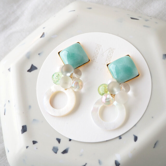 七宝焼 Bubble ピアス ~Ice green~ | iichi ハンドメイド・クラフト作品・手仕事品の通販
