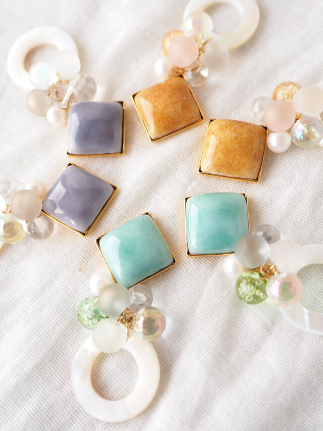 七宝焼 Bubble ピアス ~Ice green~ | iichi ハンドメイド・クラフト作品・手仕事品の通販