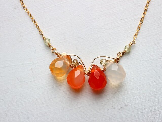 カーネリアンネックレス＊ツンドラサファイア＊14kgfネックレス＊no.659 | iichi ハンドメイド・クラフト作品・手仕事品の通販