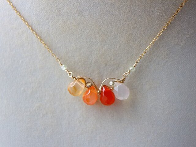 カーネリアンネックレス＊ツンドラサファイア＊14kgfネックレス＊no.659 | iichi ハンドメイド・クラフト作品・手仕事品の通販